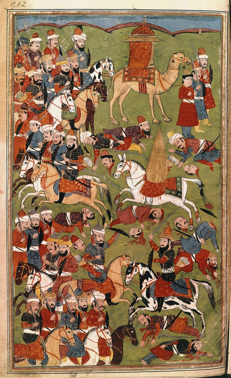 The Army of Aicha at the Battle of Djamal in 656, illustration from ...