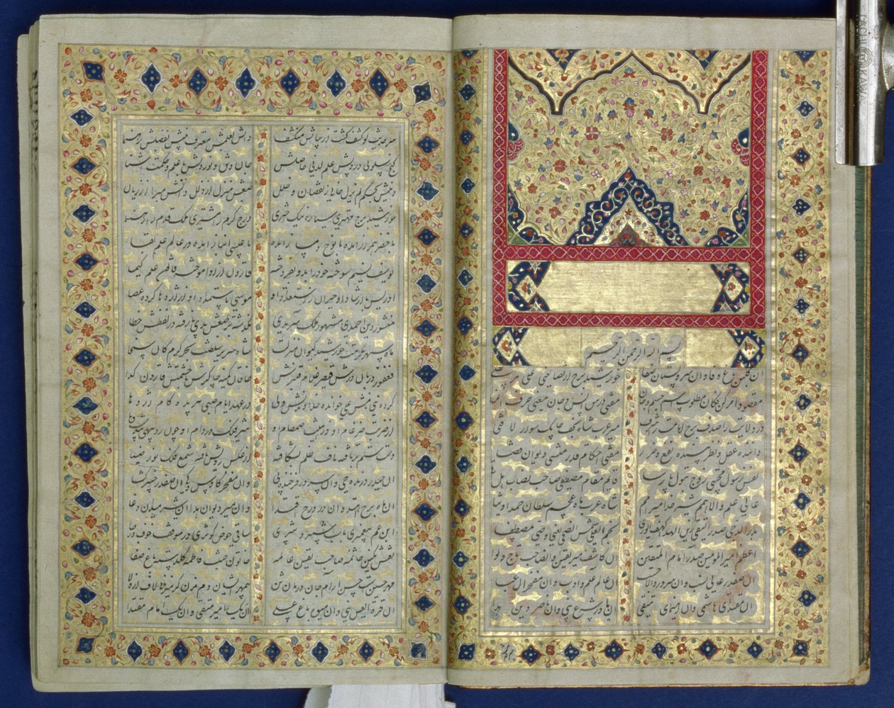 Illuminated pages from a manuscript of Hafez, Zand Period style, 1790