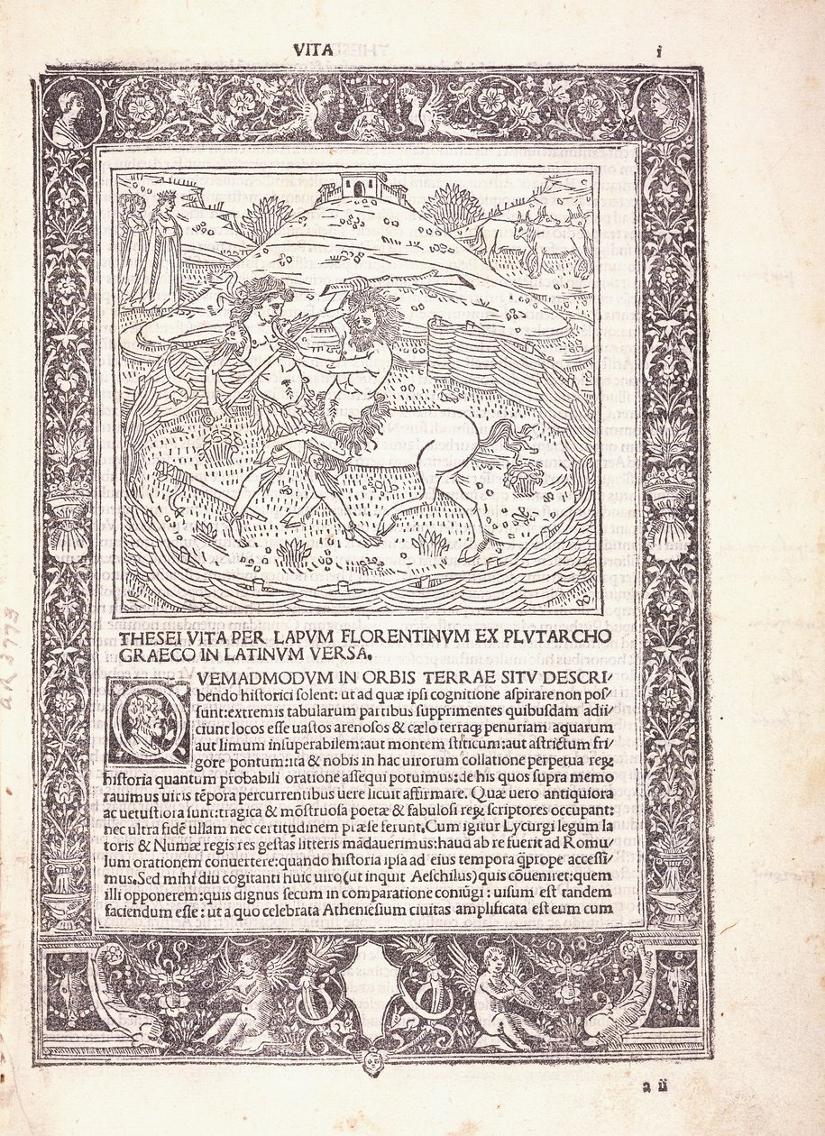 An illustrated page from a Latin edition of Plutarchus' 'Parallel Lives ...