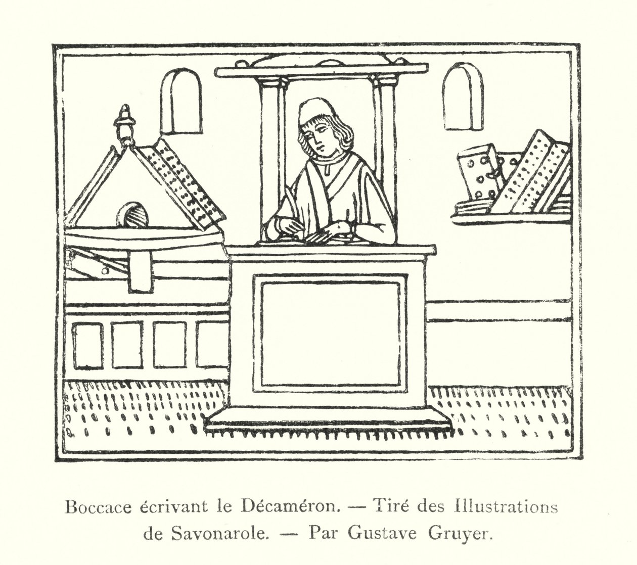 Boccaccio Writing the Decameron, from the Illustrations of Savonarola ...