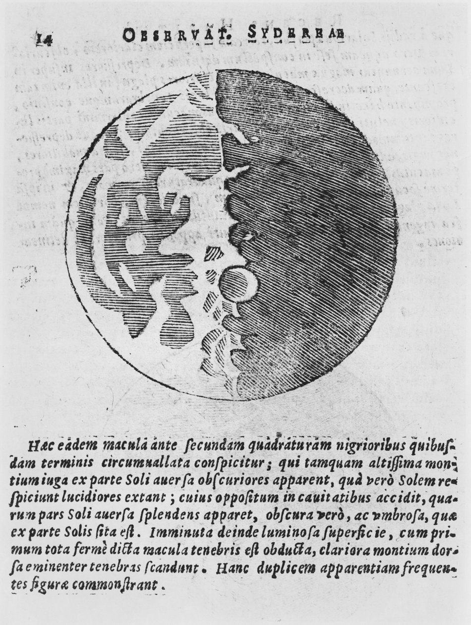 Map of the Moon, Illustration from Sidereus Nuncius by Galileo Galilei ...