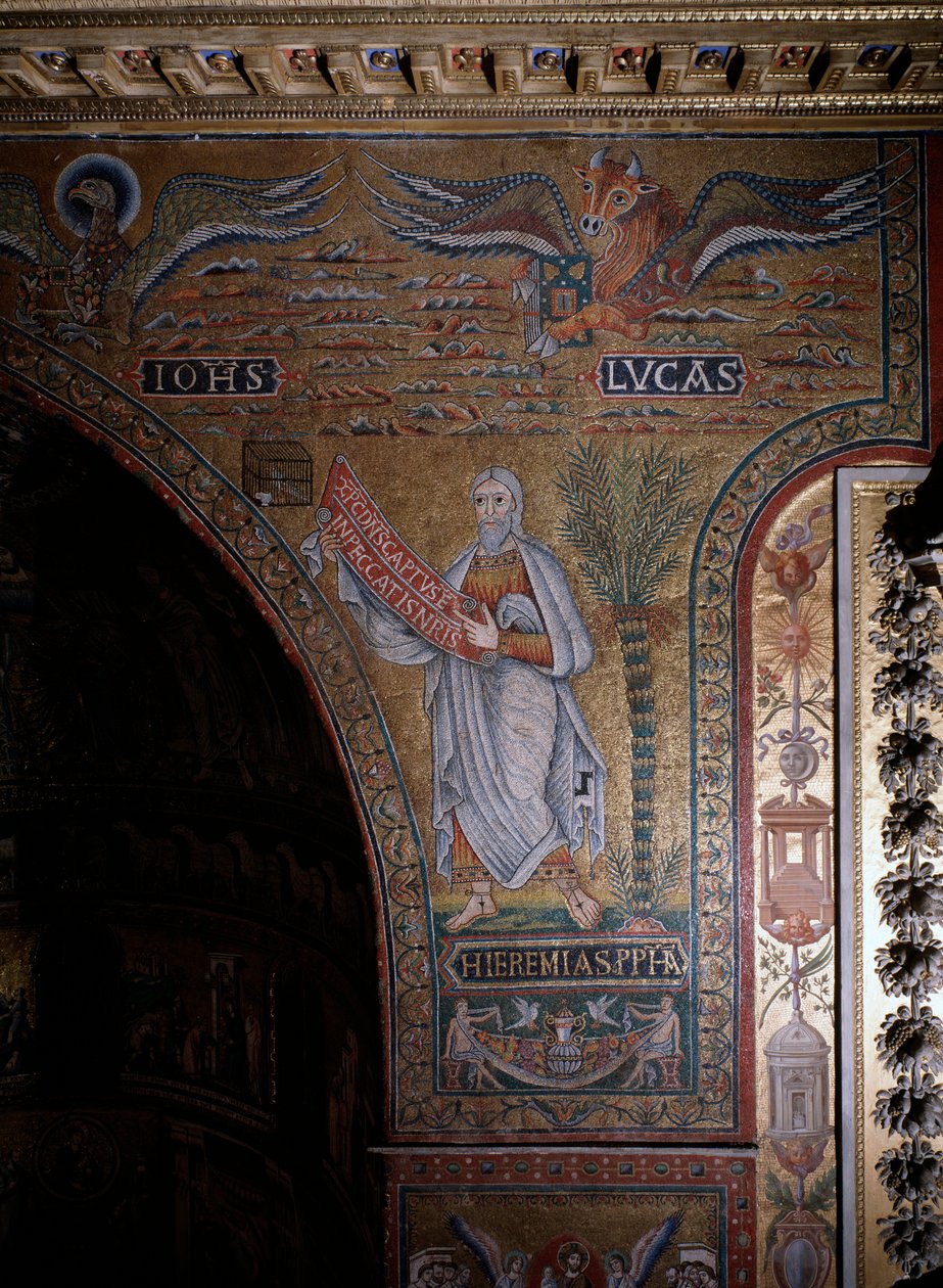 Prophet Jeremiah and symbols of evangelists John and Luke