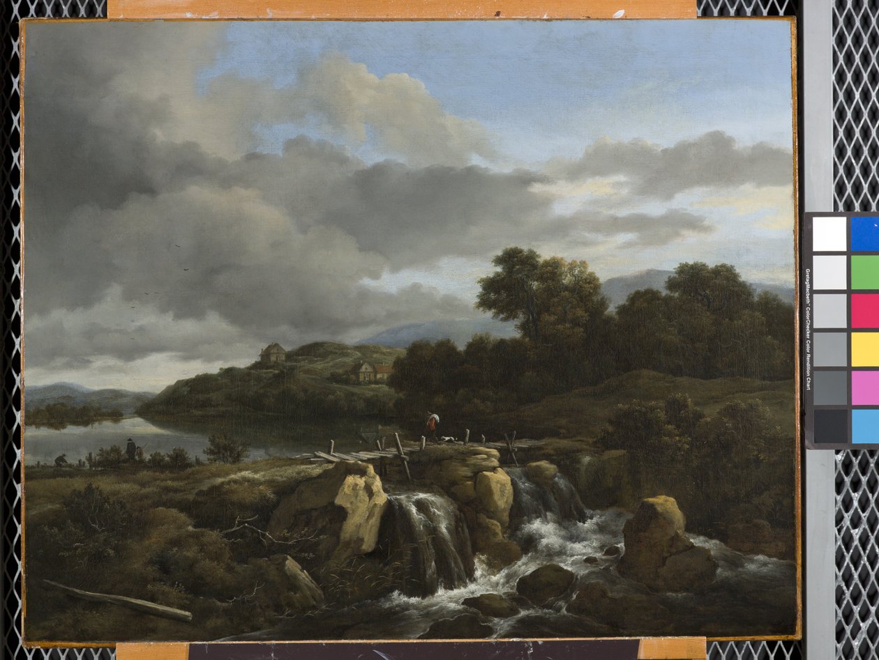 Landscape With Cascade (oil on canvas) by Jacob van Ruisdael