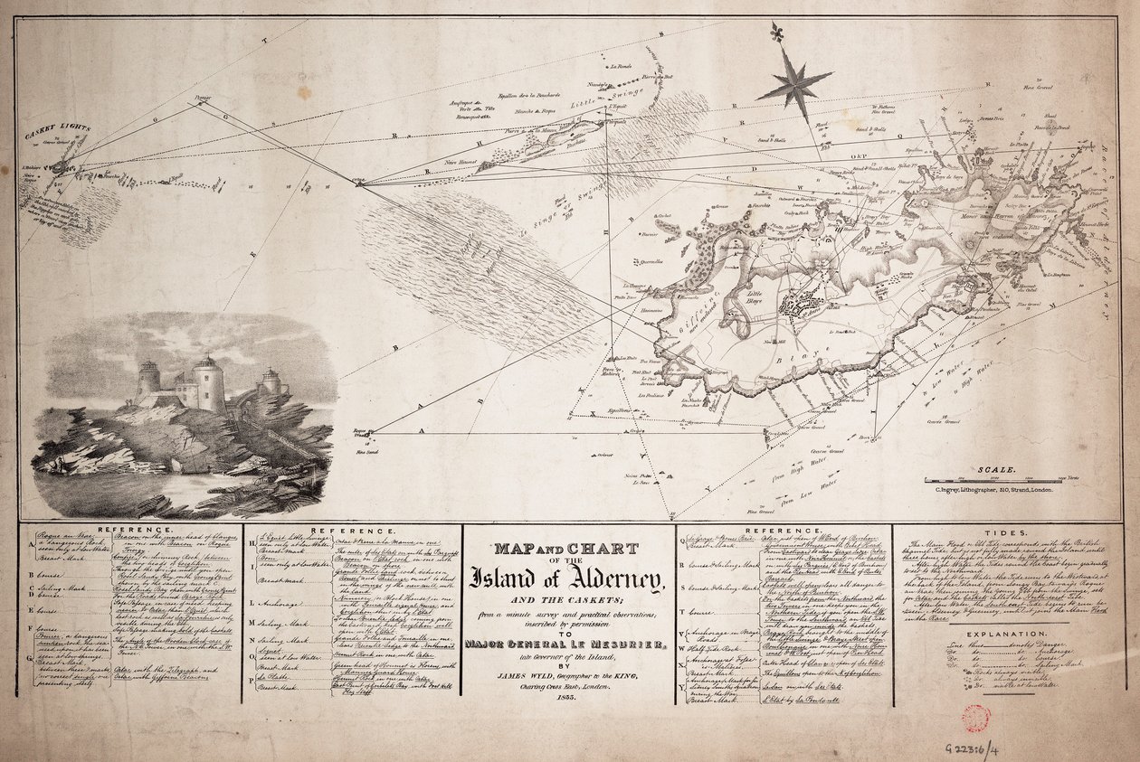 Map and Chart of the Island of Alderney and the Caskets