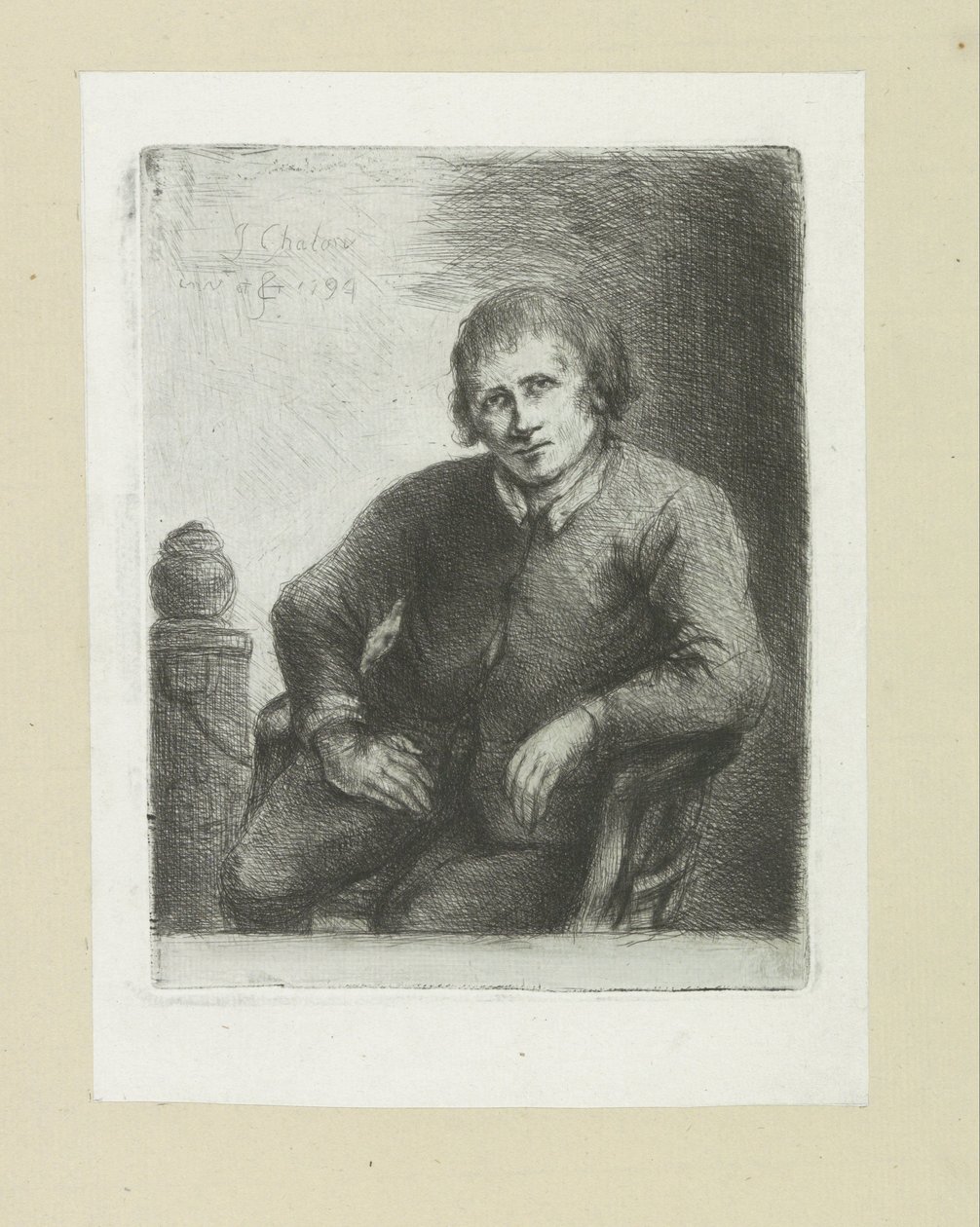 Seated Man Next to a Pillar by Jan Chalon: Fine art print