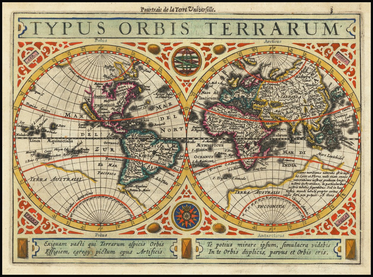 1631 Map - Typus Orbis Terrarum by Jan Janssonius