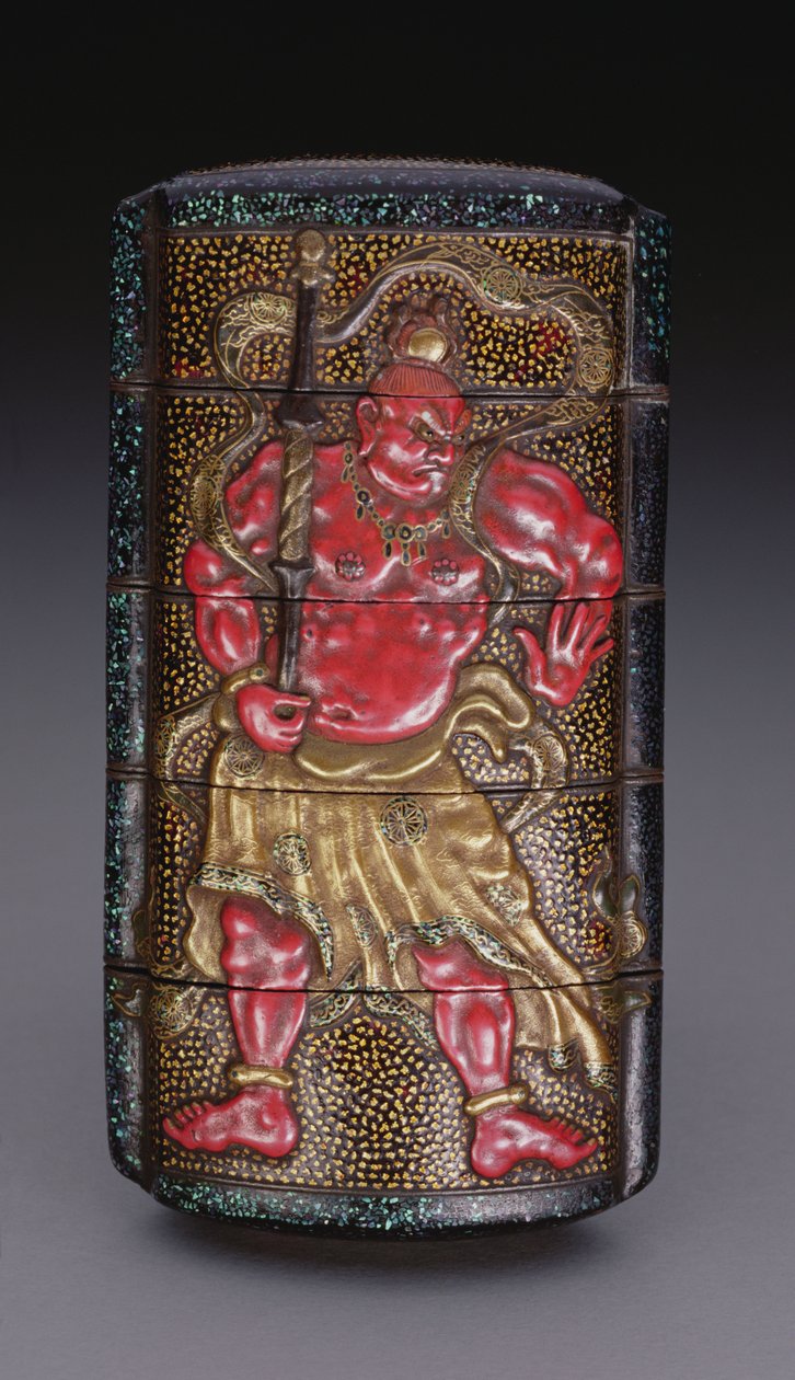 Inro decorated with Nio, Edo period, Japanese
