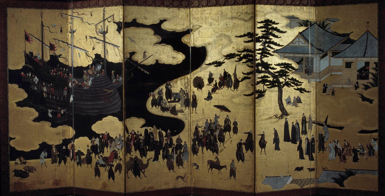 Portuguese Screen Representing the Arrival of Portuguese Jesuit ...