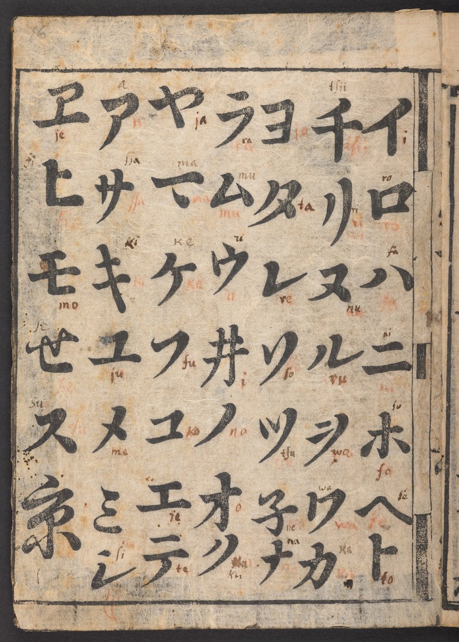 Schichi iroha, showing katakana syllabary (ink on paper)