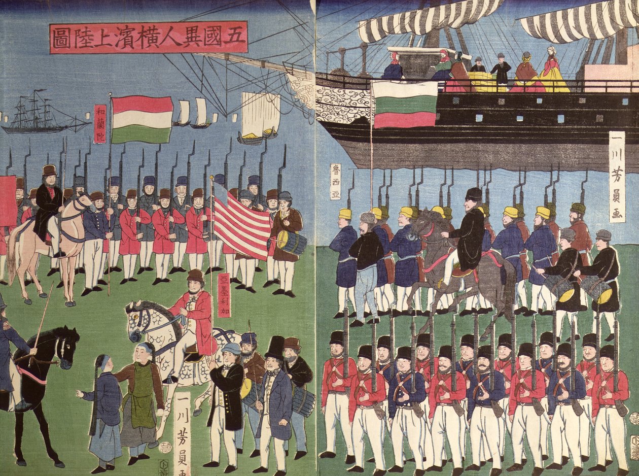 The Arrival of the Squadron of Commodore Perry into a Japanese Port in 1853