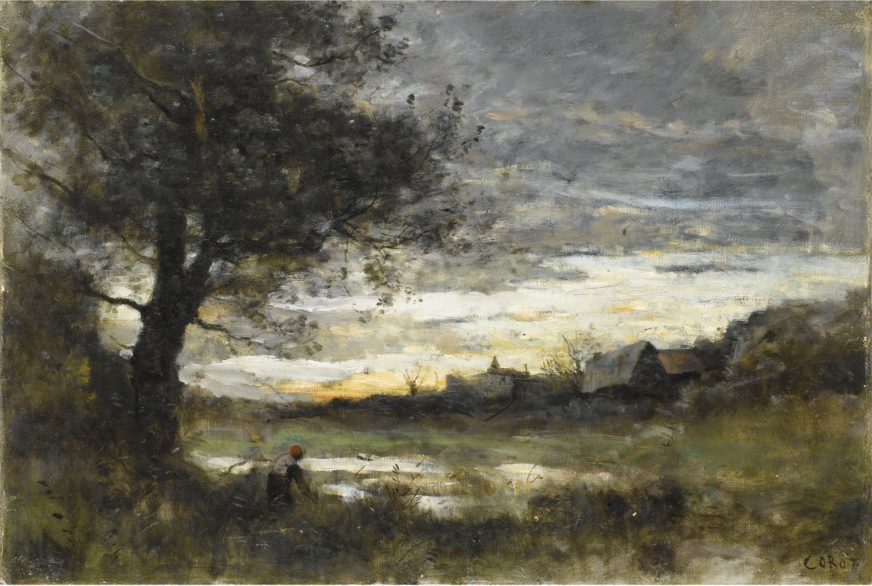 Memory of Normandy, Sunset by Jean-Baptiste-Camille Corot