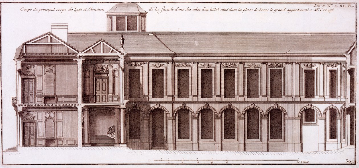 Facade of Part of Monsieur Crozat's House, Place Louis le Grand, Paris ...