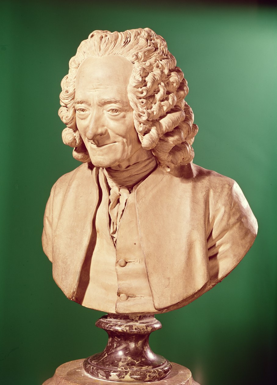 Bust of Voltaire by Jean Antoine Houdon: Fine art print