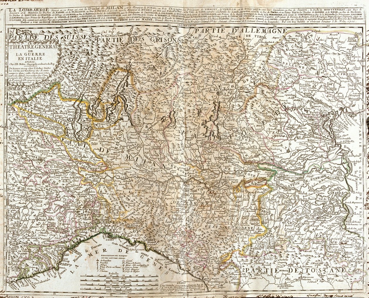 Map of Lombardy (Italy) by Jean-Baptiste Nolin