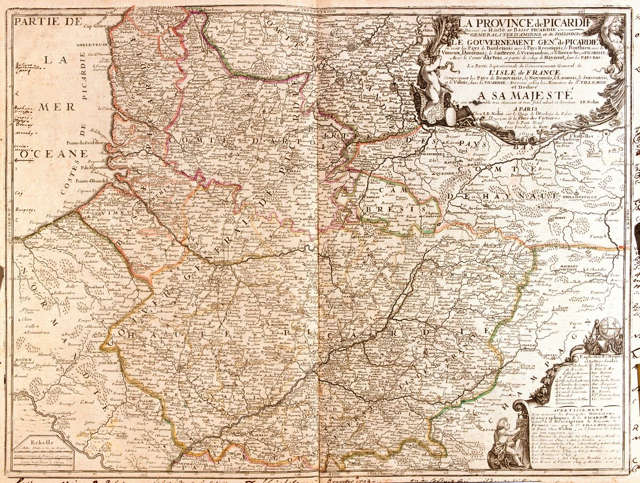 Map of Picardy (France) by Jean-Baptiste Nolin