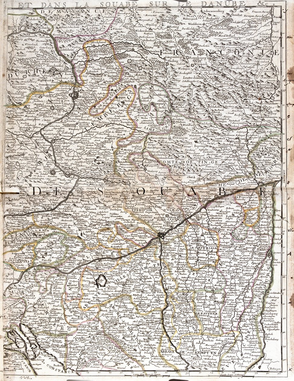 Map of Swabia (Engraving) by Jean-Baptiste Nolin