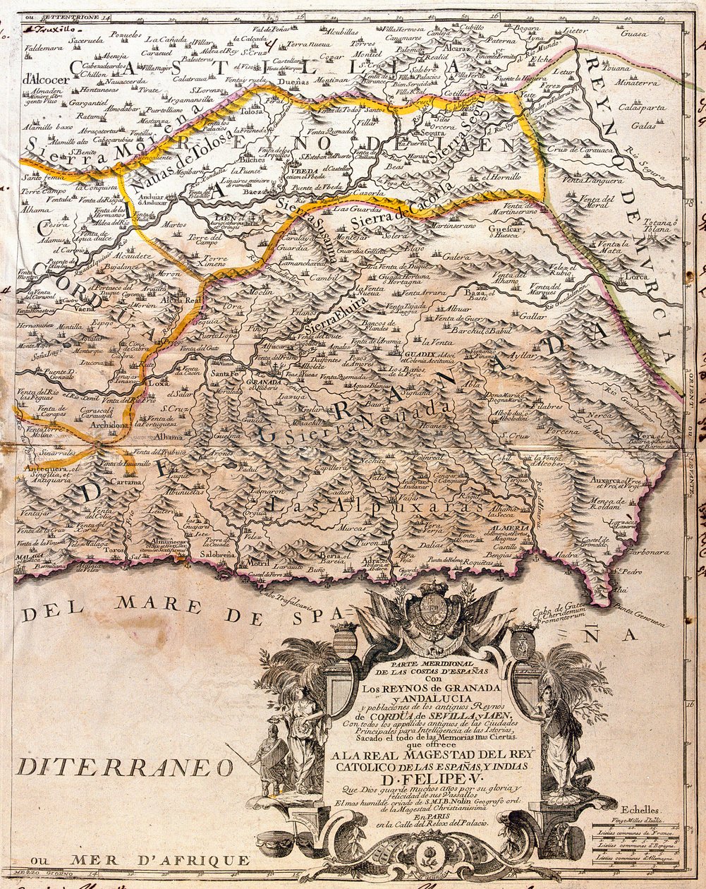 Map of the Granada Province (Spain) by Jean-Baptiste Nolin