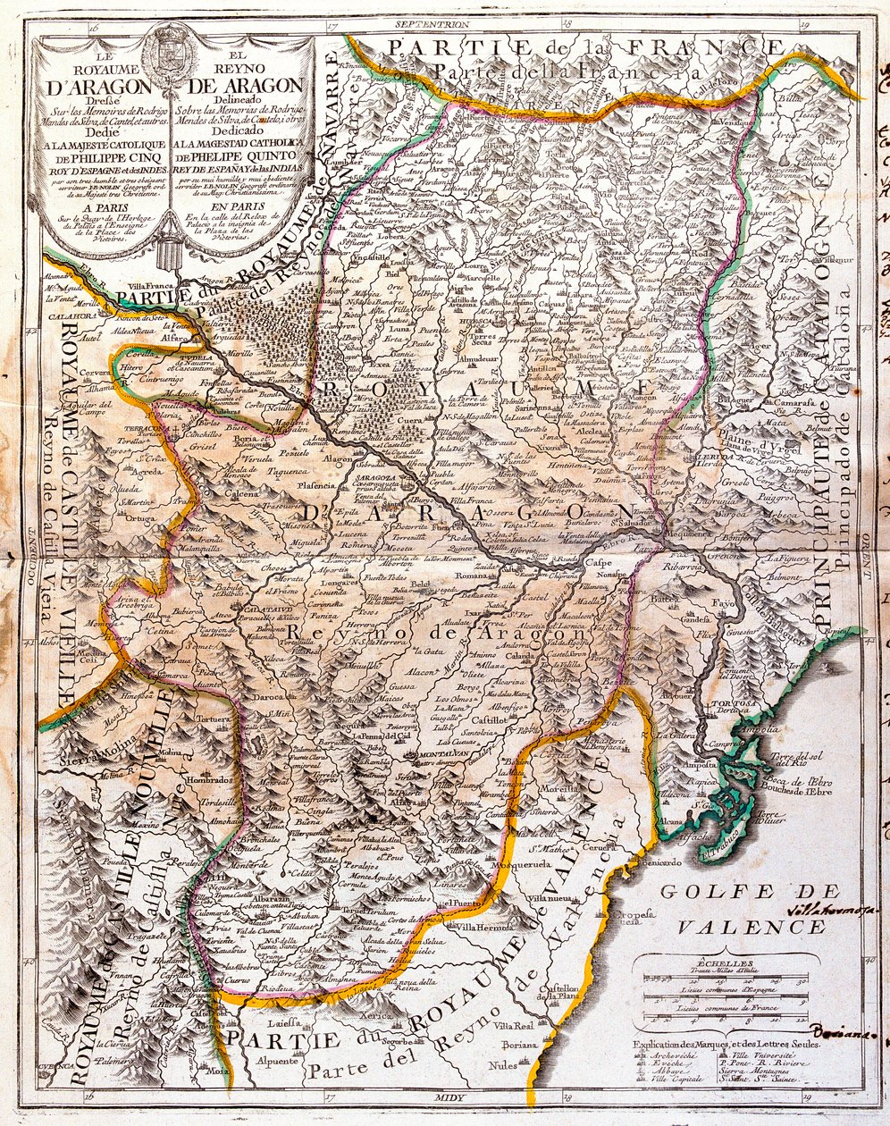 Map of the Kingdom of Aragon (Spain) by Jean-Baptiste Nolin