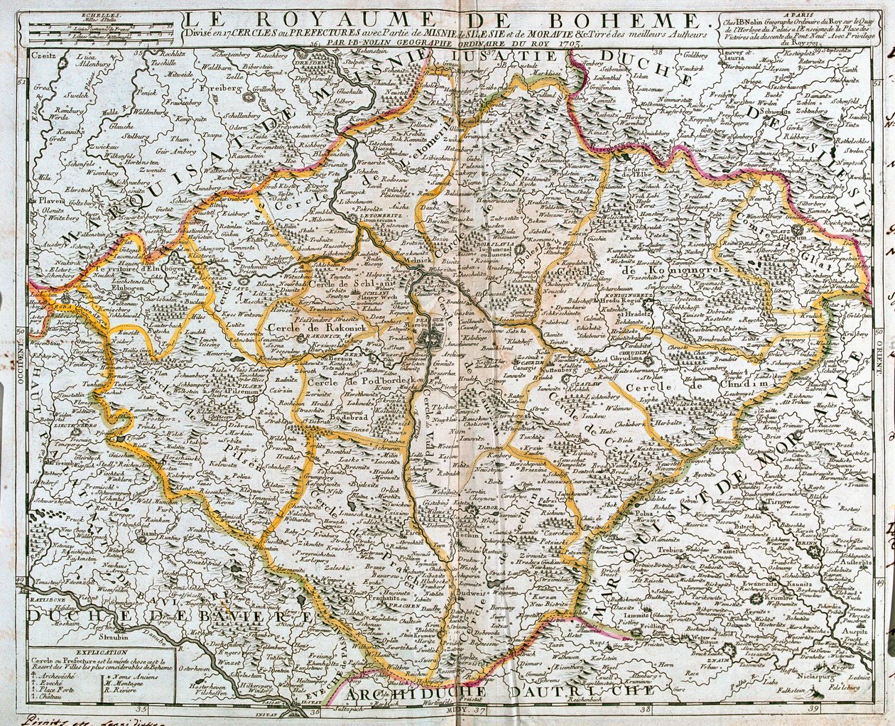 Map of the Kingdom of Bohemia (Czech Republic)
