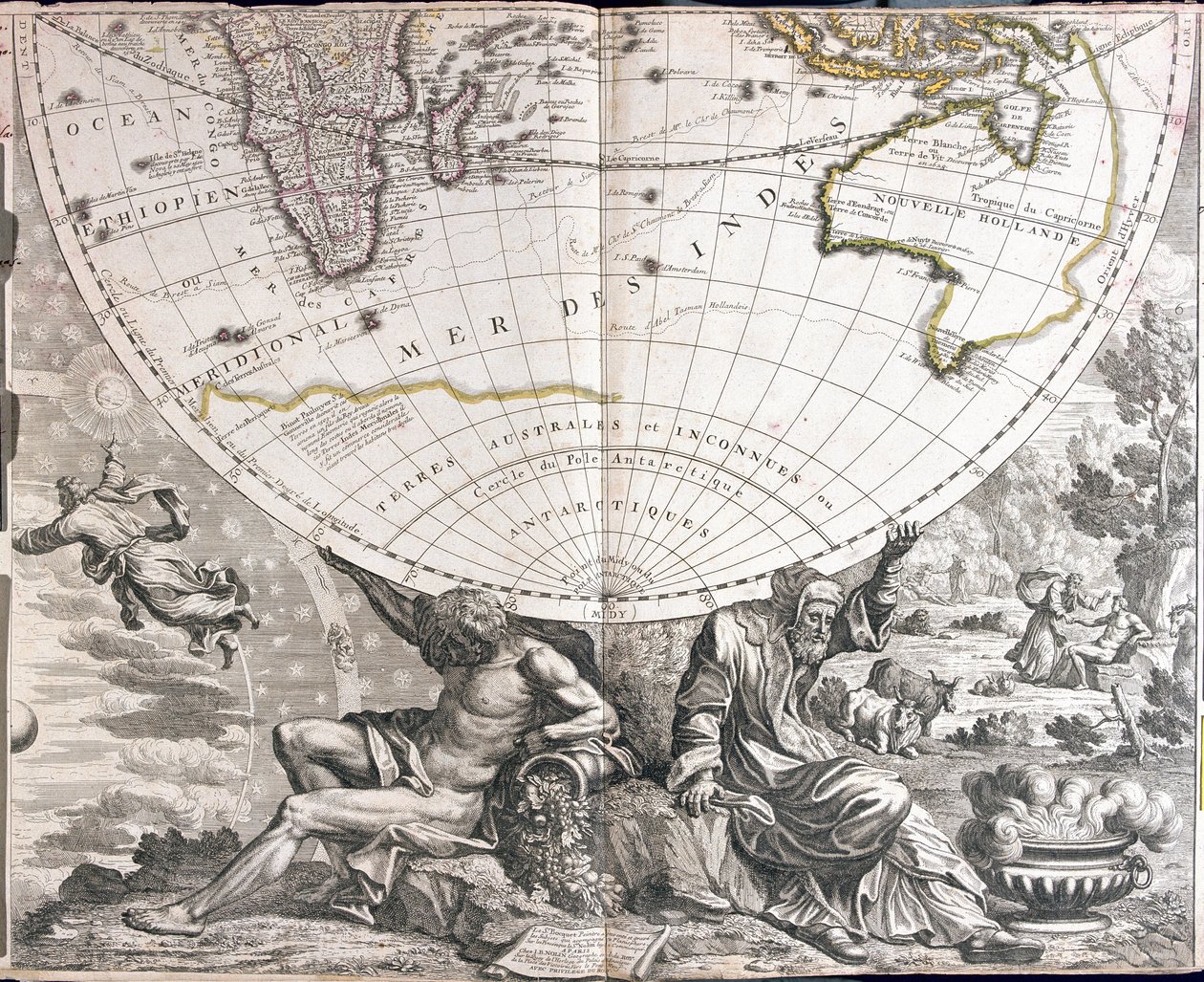 Map of the southern hemisphere of the world