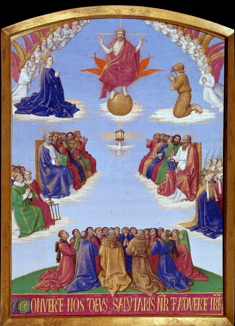 Pentecost: the ascension of the Holy Spirit. Miniature taken from The ...