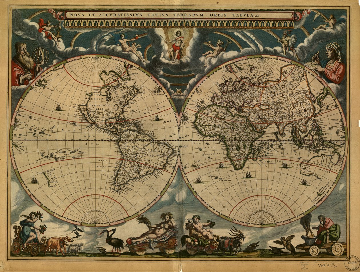 New and Most Accurate Map of the Whole World by Joan Blaeu