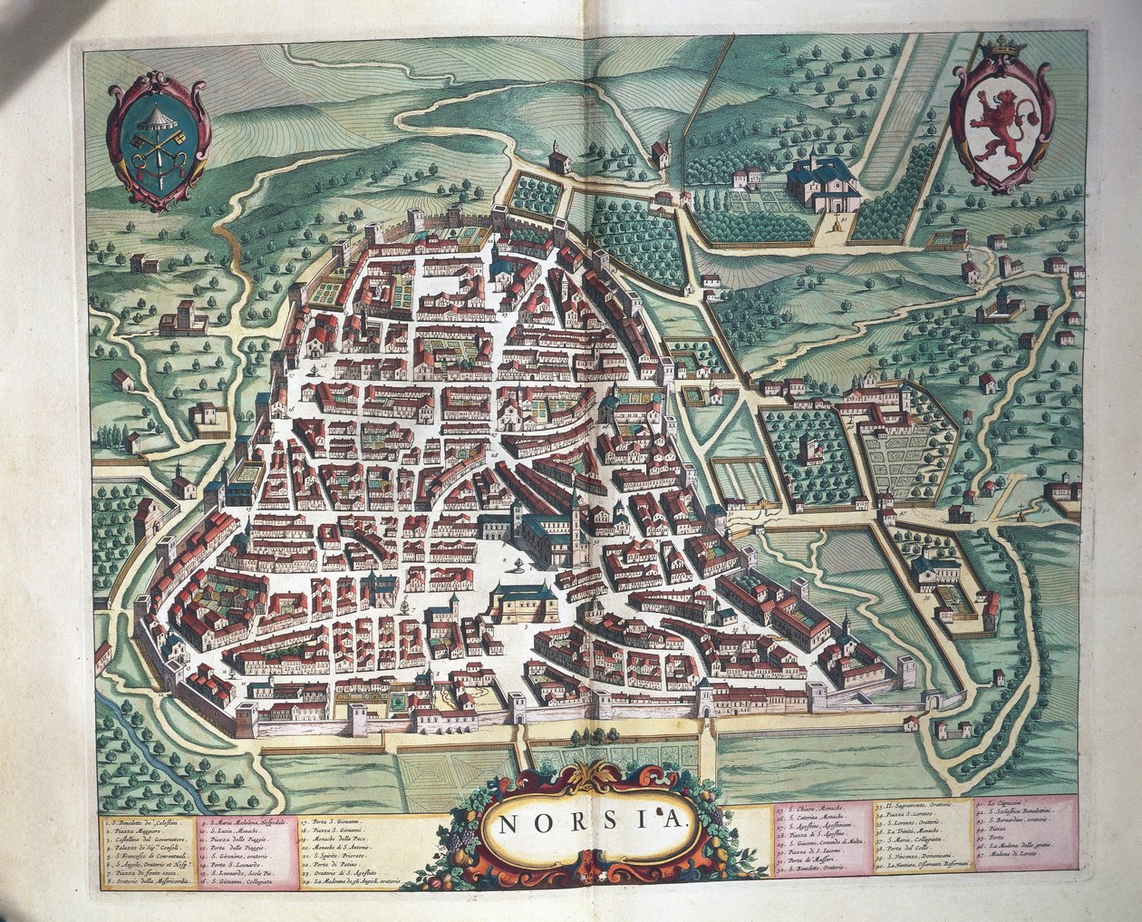 Map of Norcia from Theatrum civitatum et admirandorum Italiae by Joan ...