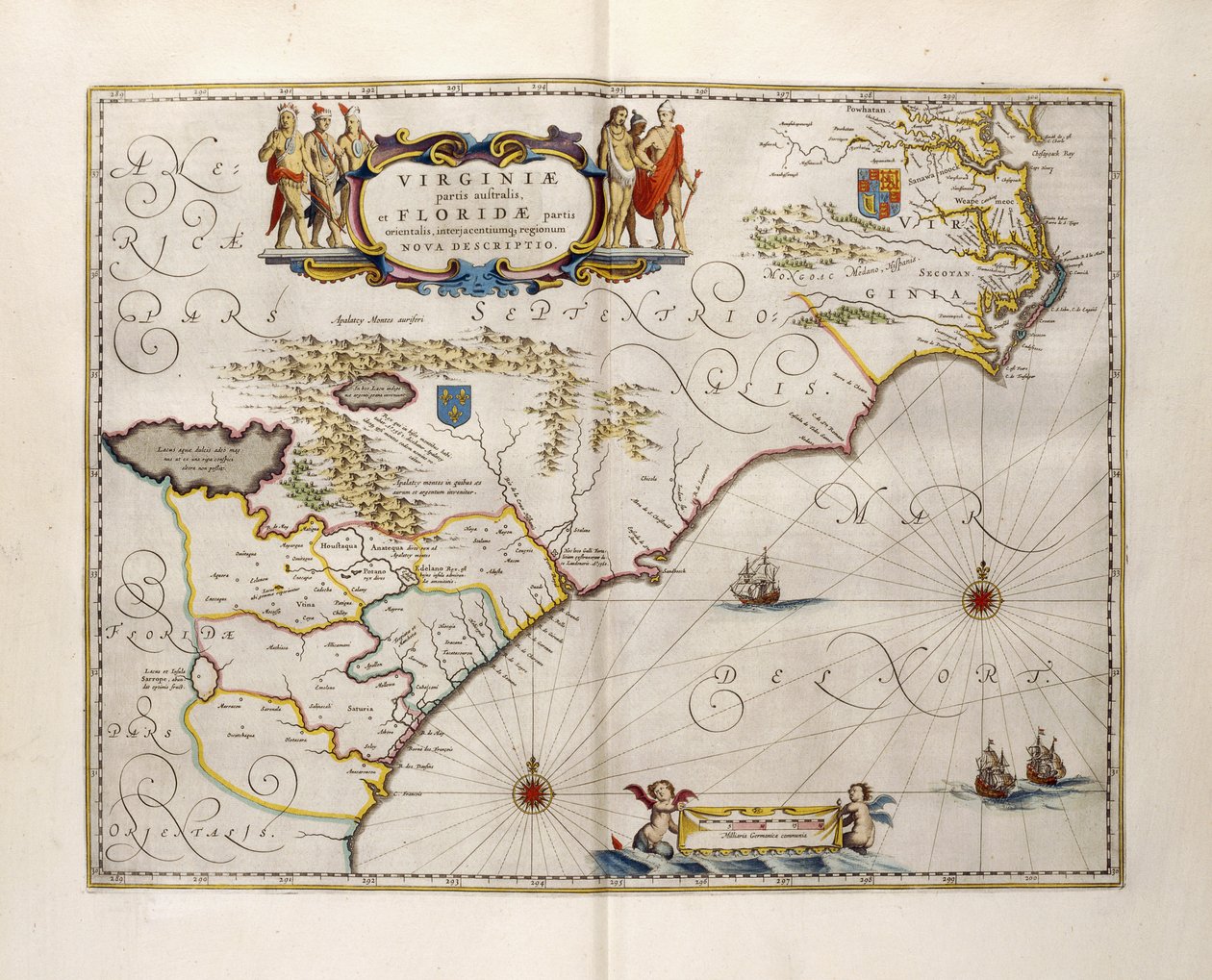 Map of Virginia and Florida by Joan Blaeu: Fine art print
