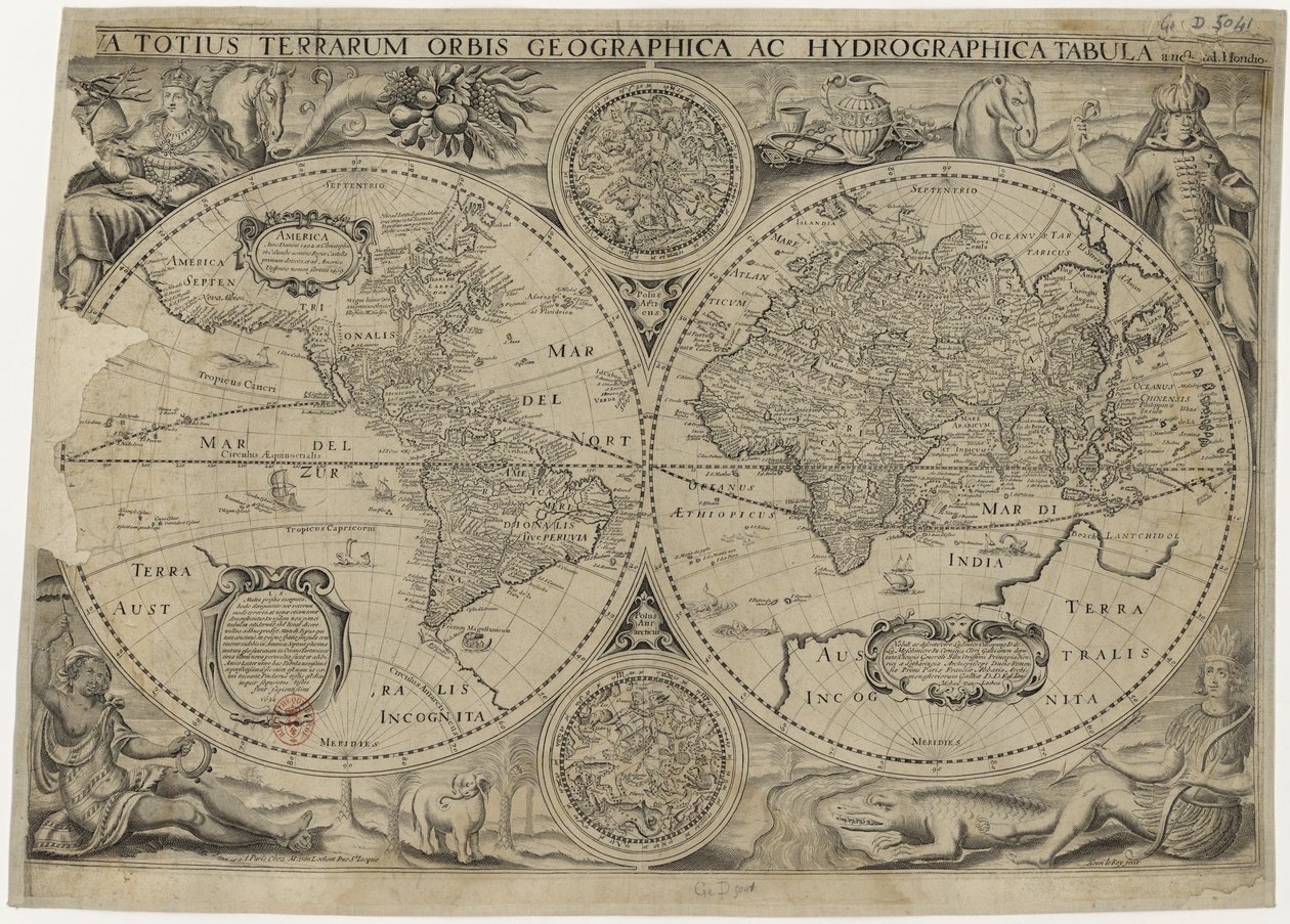 Map of the World, 1631 by Jodocus Hondius: Fine art print