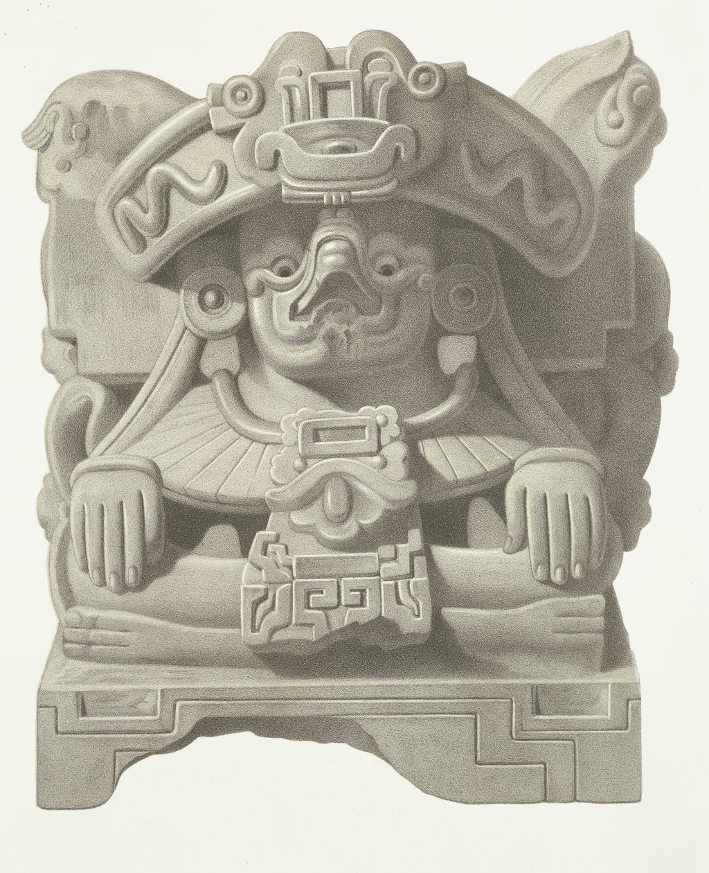 Stone idol of the Rain God Cocijo, plate from Ancient Monuments of ...