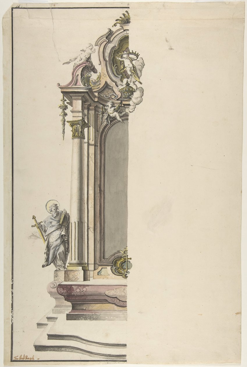 Design for an Aedicular Altar with St. Paul at the Left