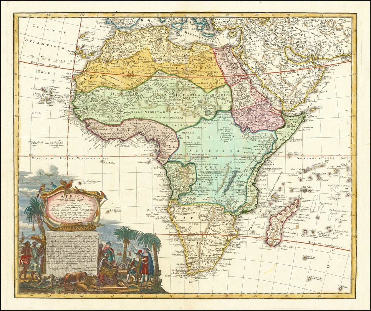 1737 map of Africa by Johann Matthias Hase: Fine art print