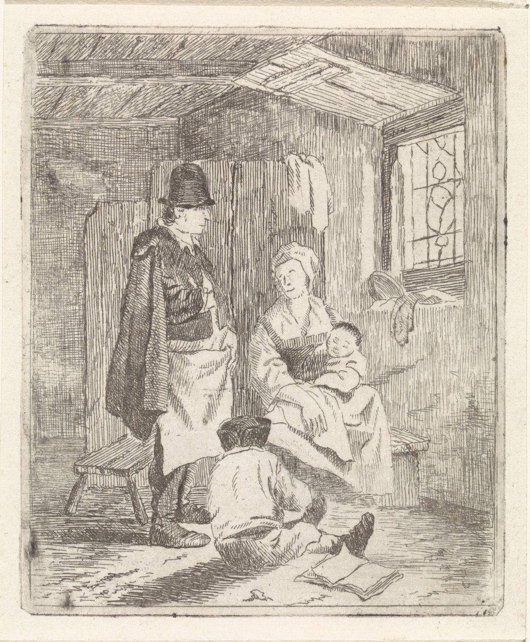 Family in Interior by Johannes Janson (possibly)