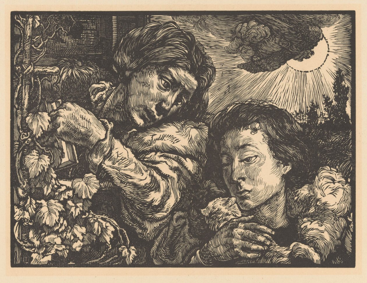 Two Women by a Vine by Johannes Josephus Aarts