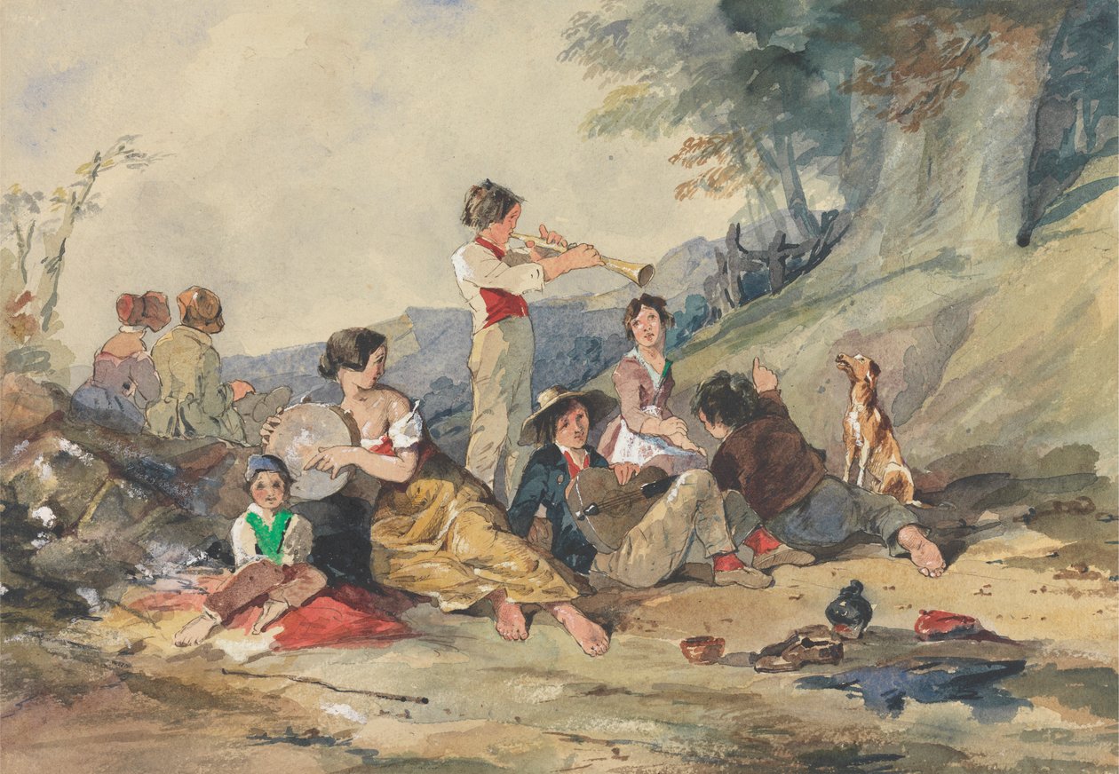 Group of Peasants with Musical Instruments by John Absolon