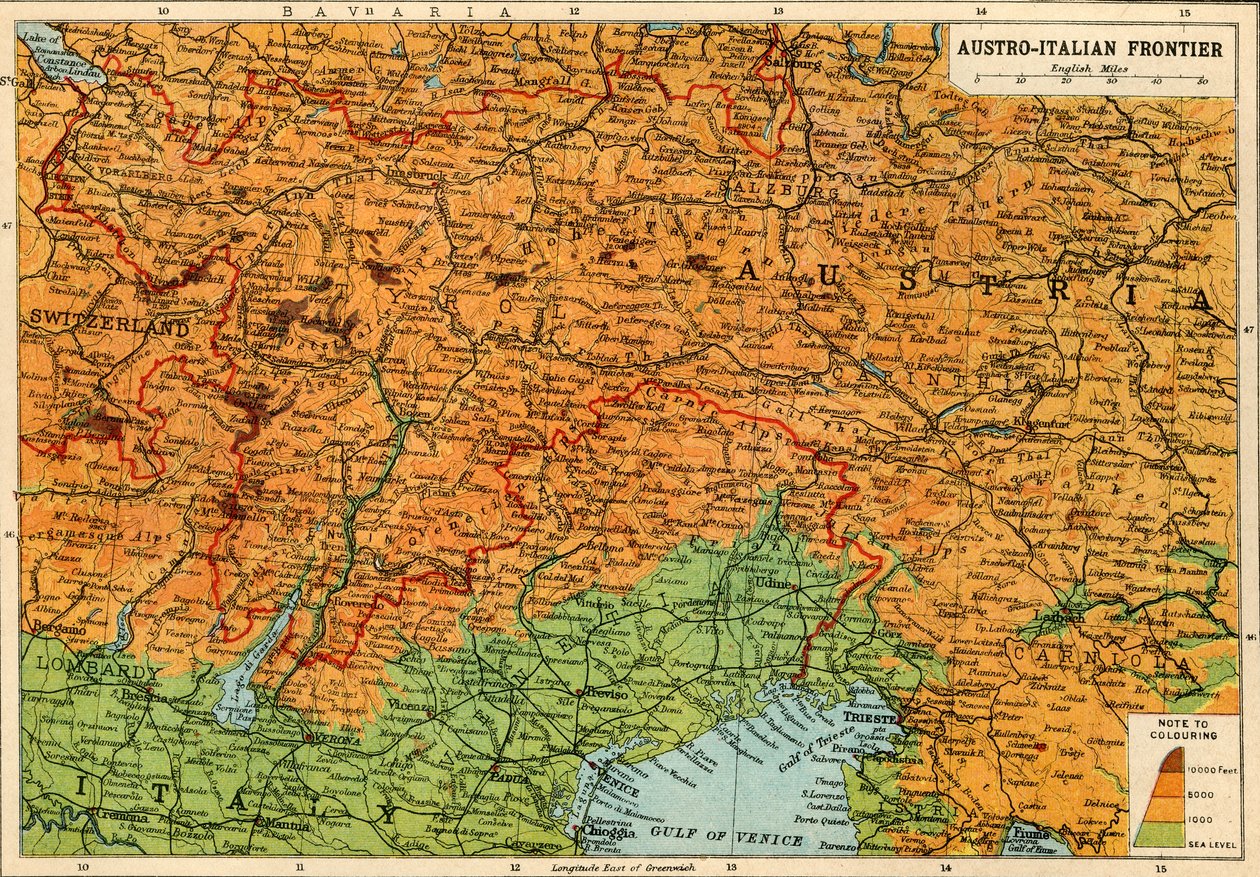 Map of the Austro-Italian Frontier, First World War