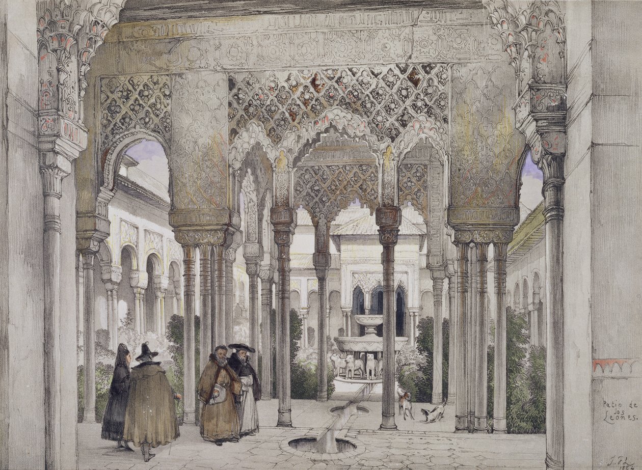 The Court of the Lions, from 'Sketches and Drawings of the Alhambra ...