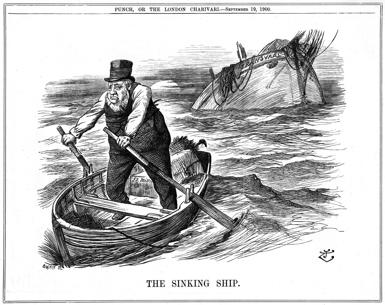 Paulus Kruger known as Oom Paul. Cartoon by John Tenniel, 'Punch'