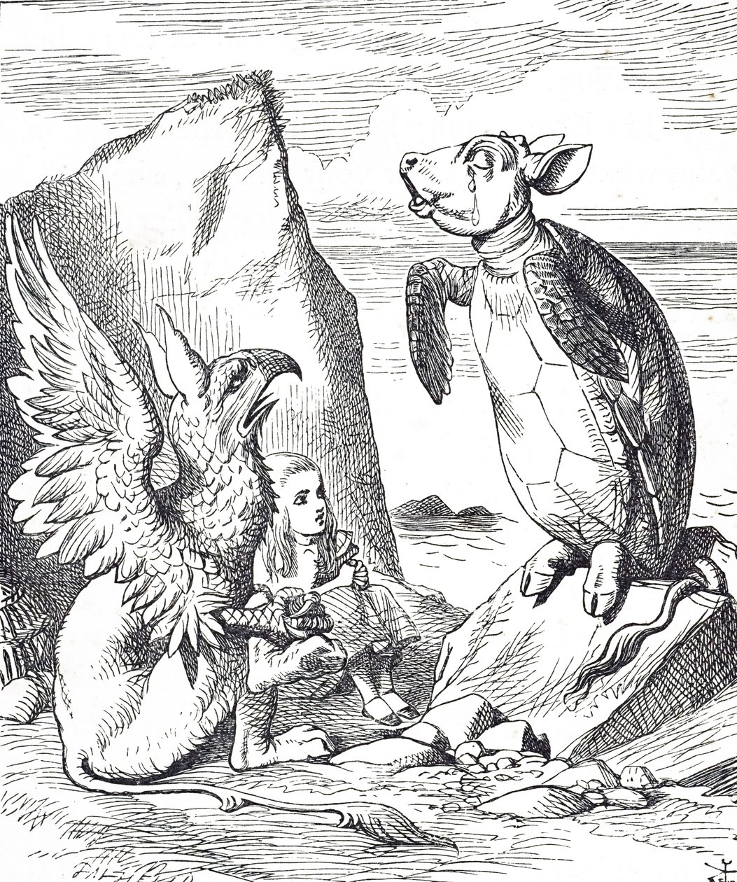 Alice, Mock Turtle and the Gryphon from Alice's Adventures in Wonderland