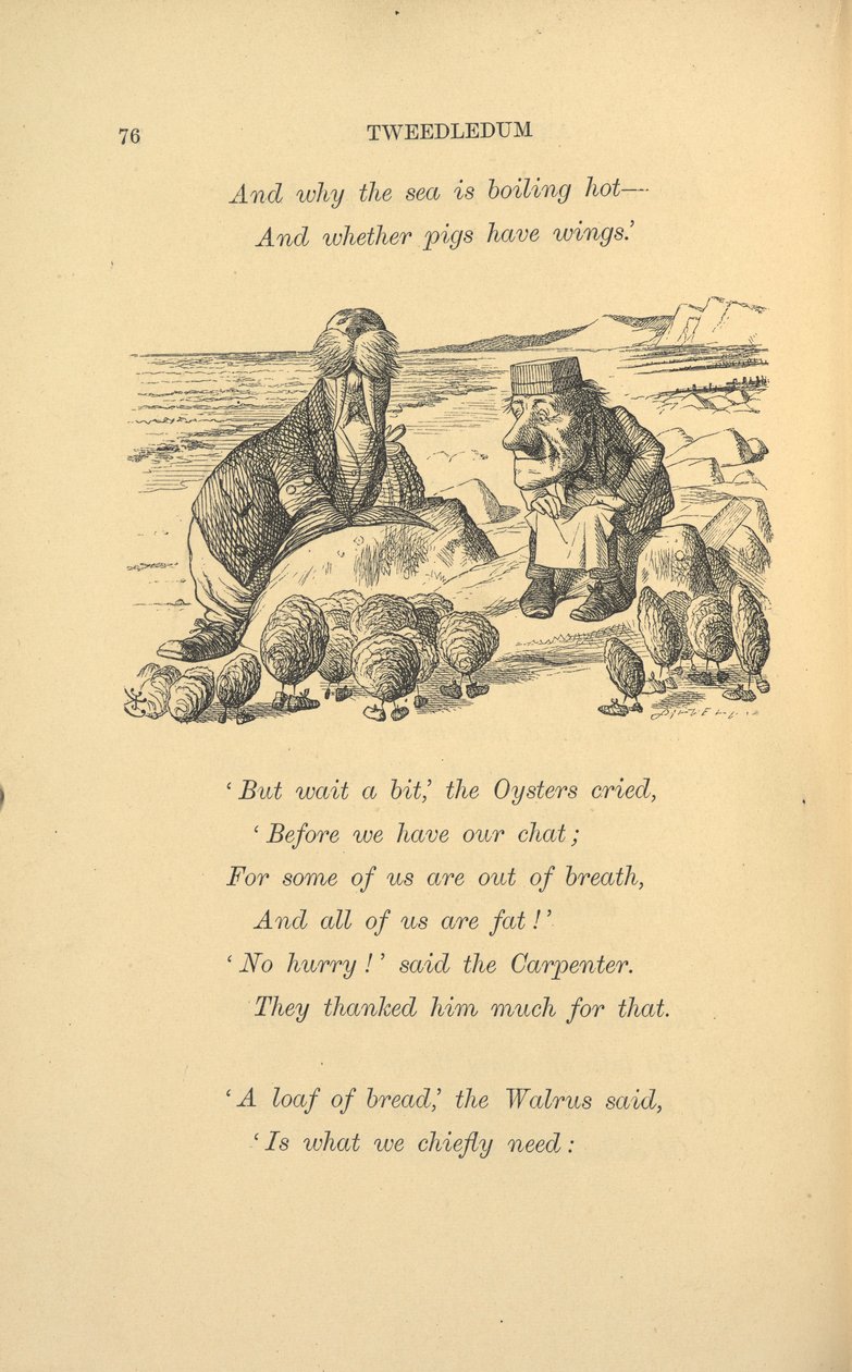 The walrus and the carpenter with oysters by John Tenniel