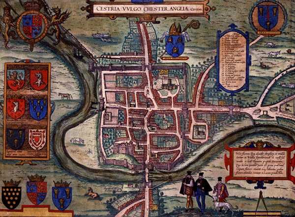 Map of Chester, from 'Civitates Orbis Terrarum' by Georg Braun and ...
