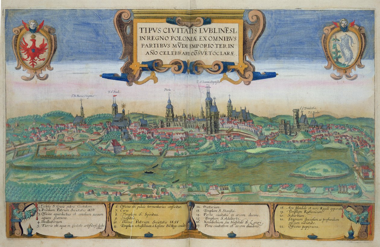 Map of Lublin, from 'Civitates Orbis Terrarum' by Georg Braun and Frans ...