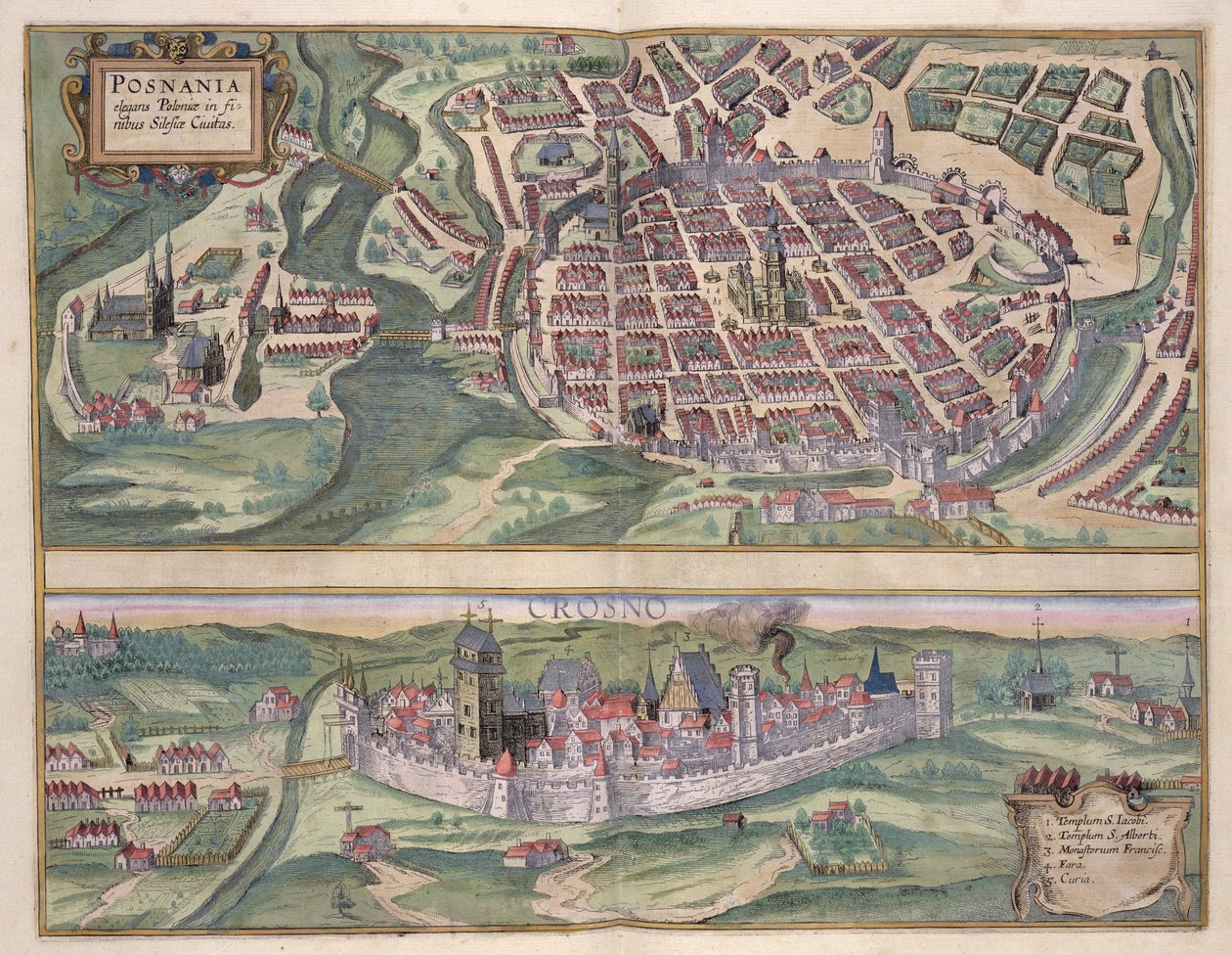 Map of Poznan and Gruczno, from 'Civitates Orbis Terrarum' by Georg ...