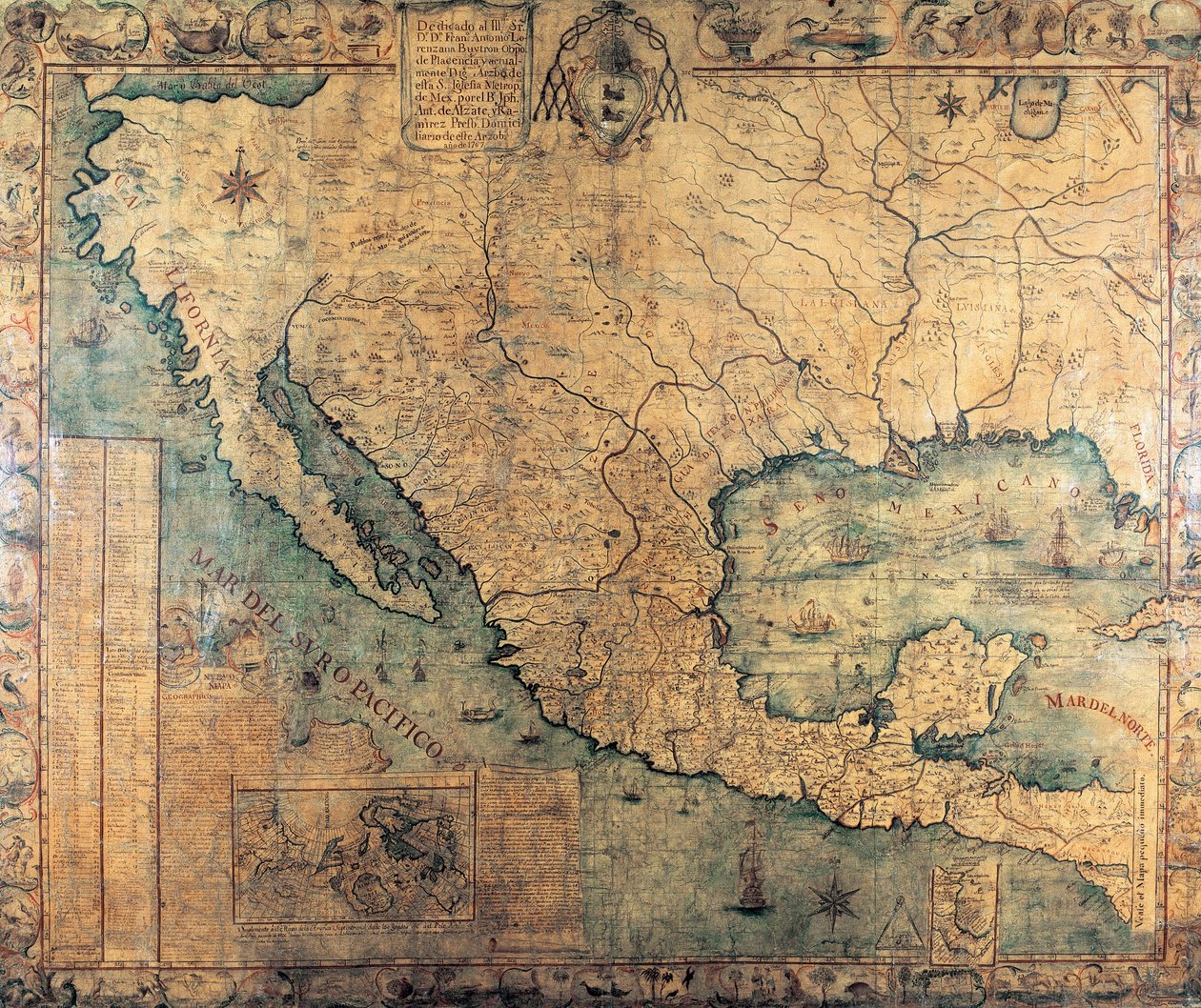 Map of New Spain (North America) by Jose Antonio Alzate