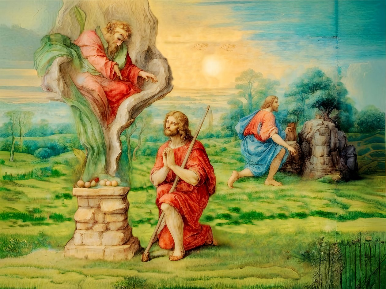 Cain and Abel Sacrifice by Josef Johann Michel