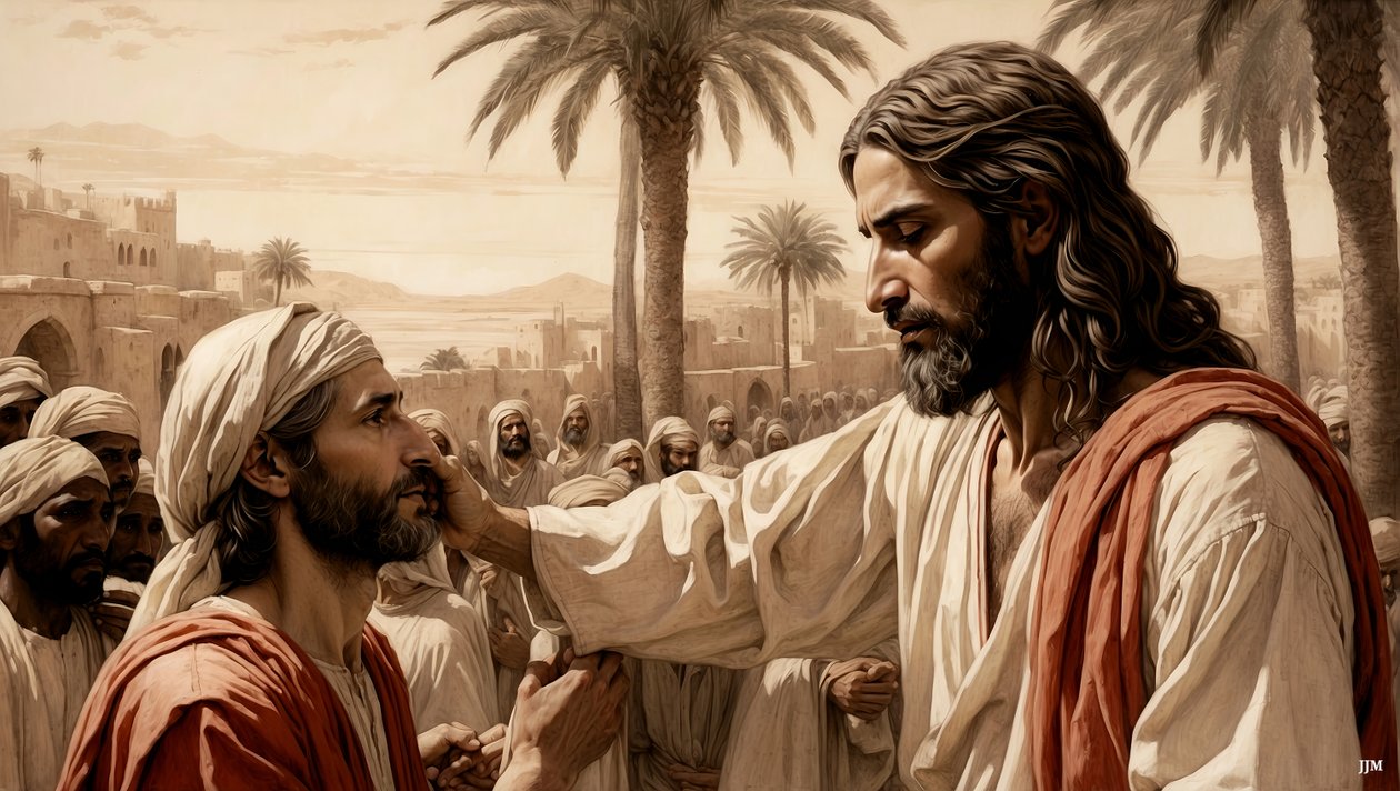Jesus Heals the Blind Beggar 03 by Josef Johann Michel