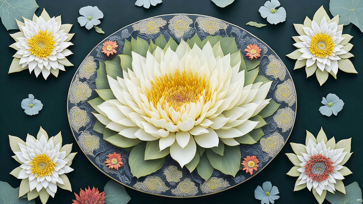 Mandala: Water Lilies Elements 01 by Josef Johann Michel