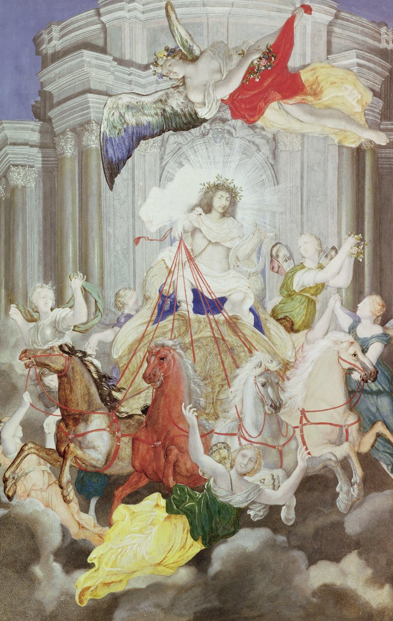 Triumph of King Louis XIV of France driving the Chariot of the Sun ...