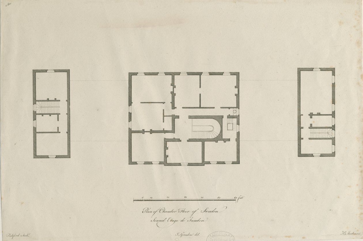 Sandon Hall - Plan of Chamber Floor by Joseph Pickford