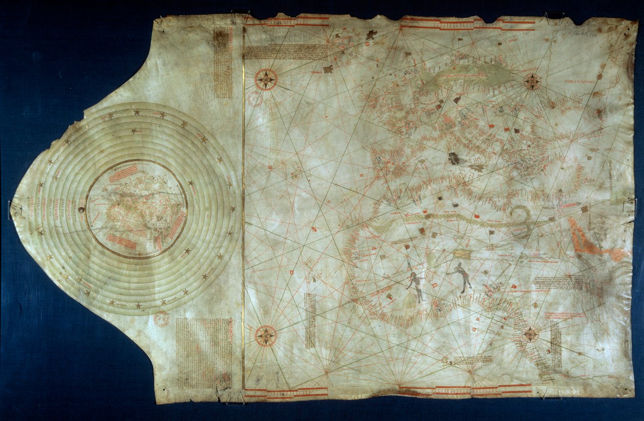 Marine Chart of Juan de la Cosa, Cartographer Companion of Navigator ...